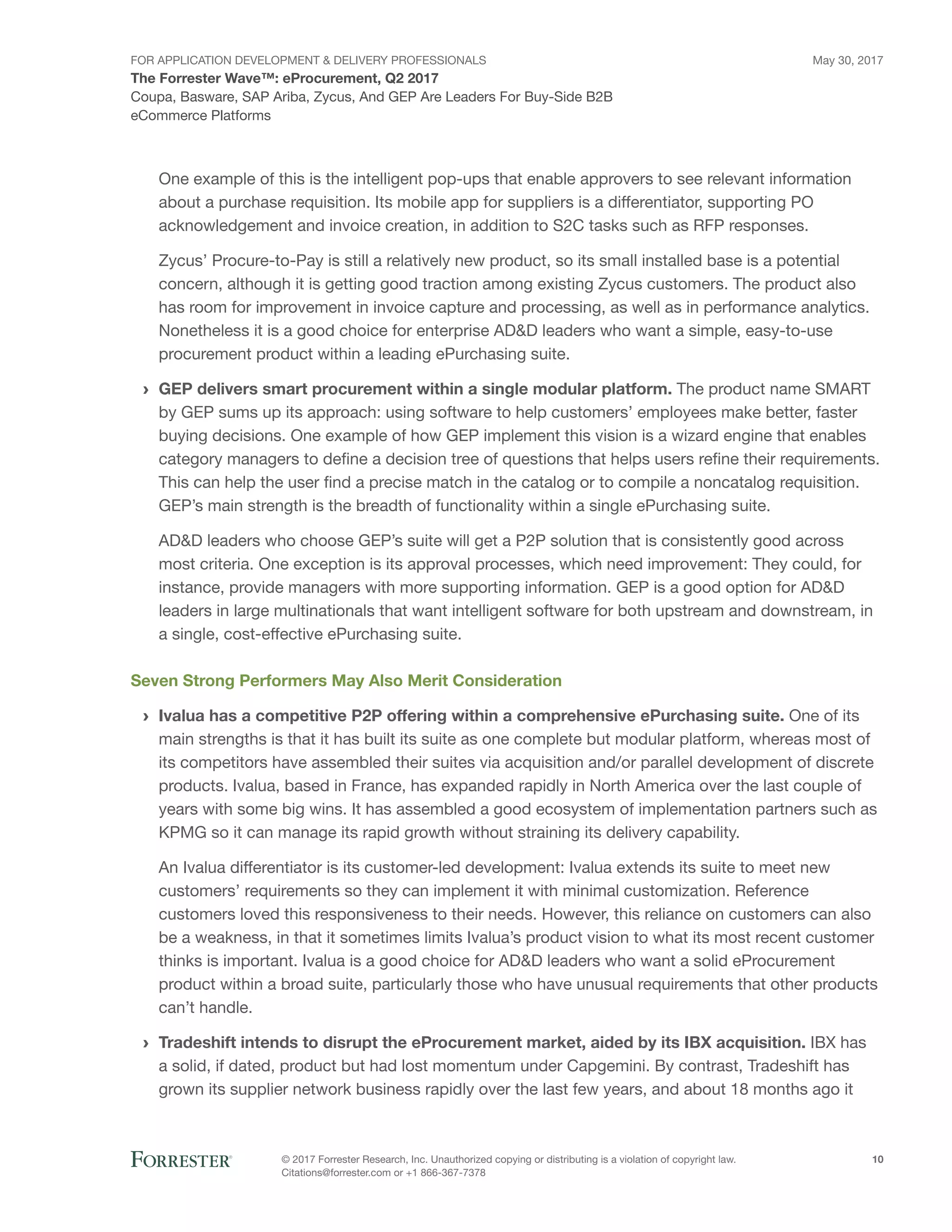 Forrester e procurement 2017 wave | PDF