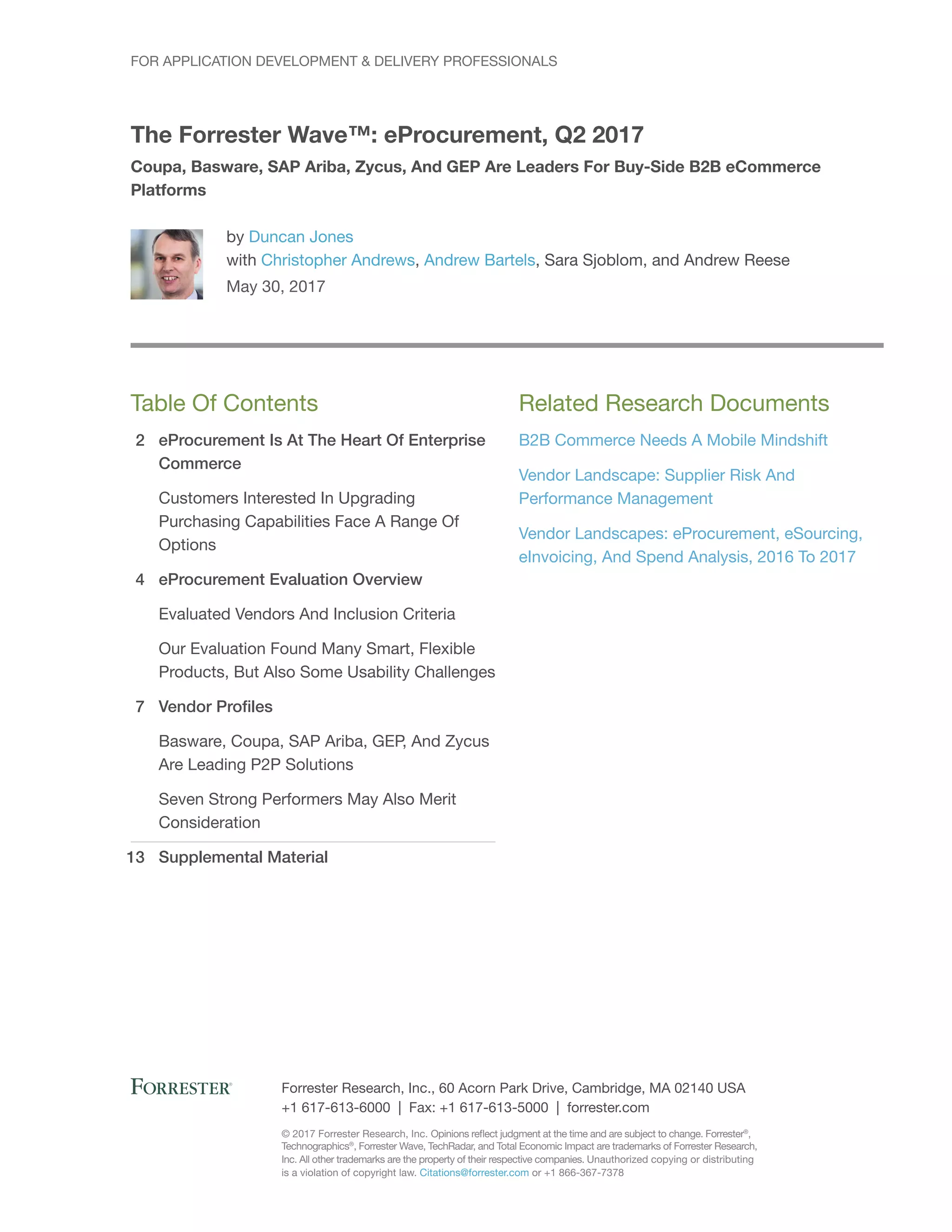 Forrester e procurement 2017 wave | PDF