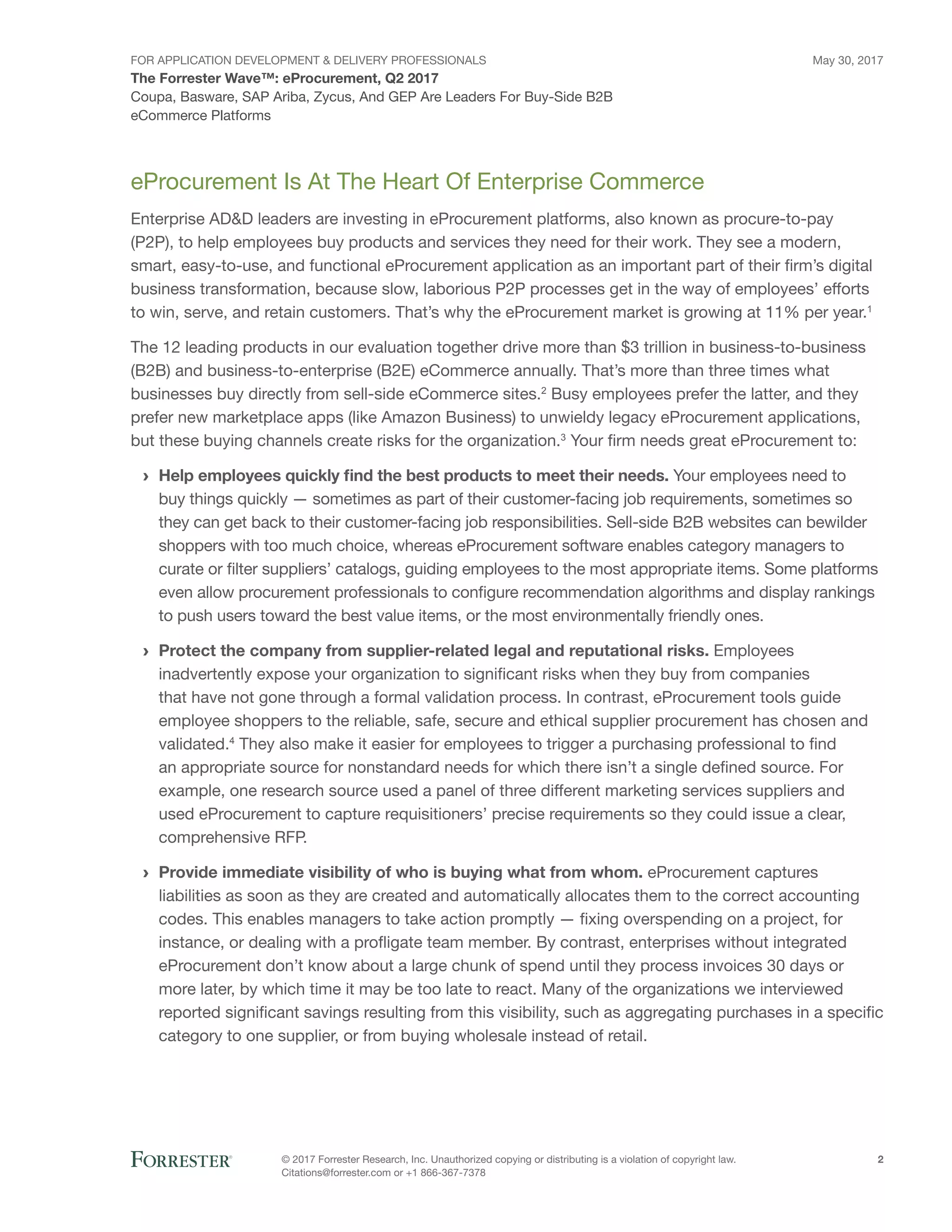 Forrester e procurement 2017 wave | PDF