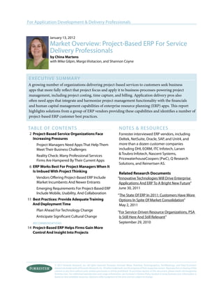 Forrester Market Overview Projectbased Erp For Service Delivery ...