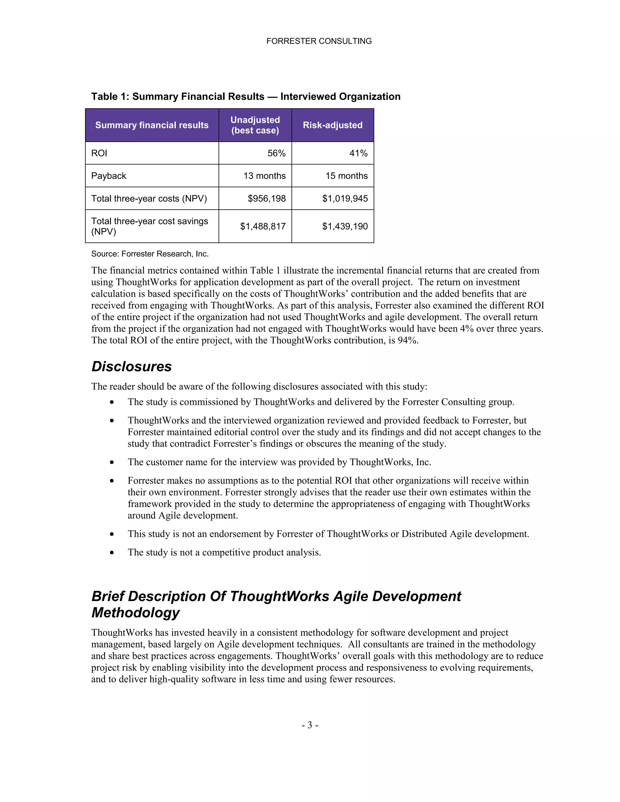 The Total Economic Impact Of Using ThoughtWorks’ “Distributed Agile” Approach | PDF