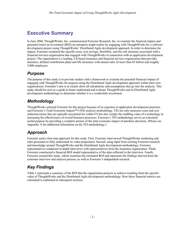 The Total Economic Impact Of Using ThoughtWorks’ “Distributed Agile” Approach | PDF