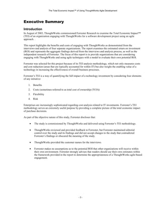 The Total Economic Impact of Using ThoughtWorks' Agile Development Approach | PDF