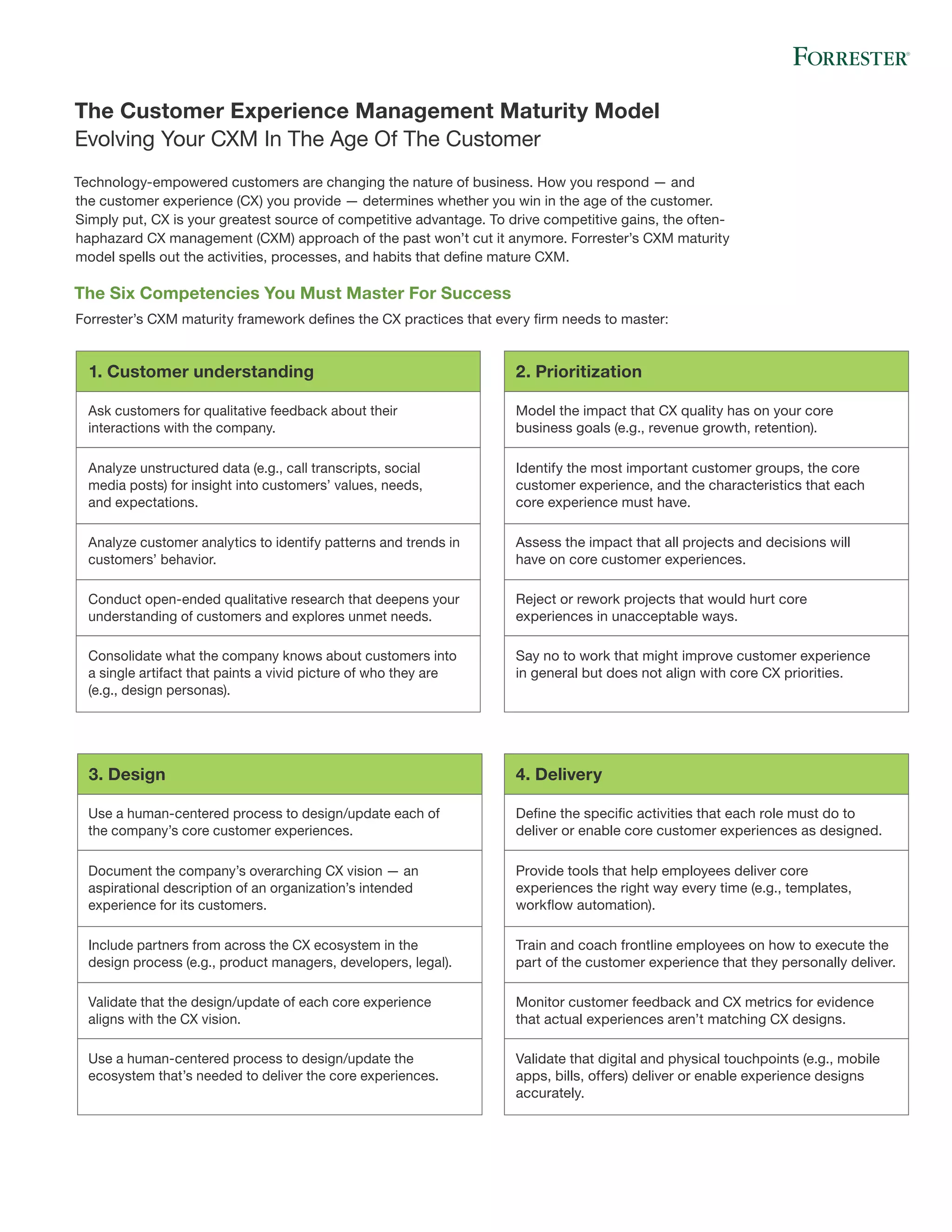 Forrester the customer-experience-management-maturity-model | PDF