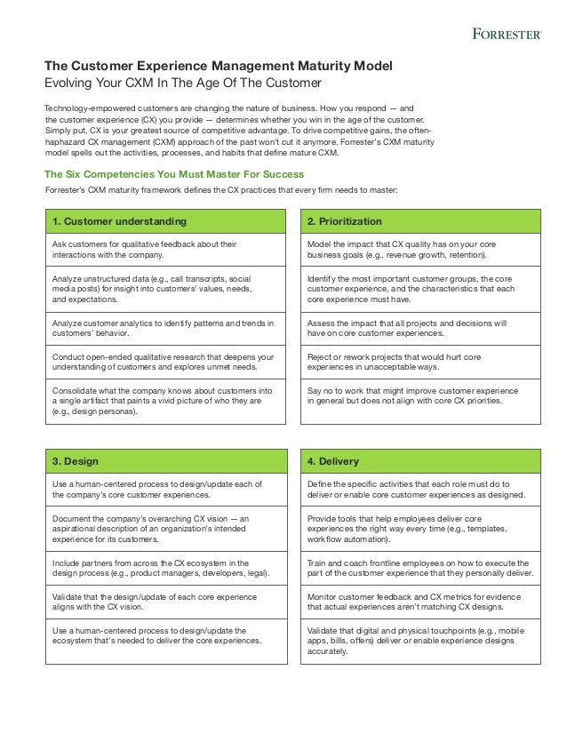 Forrester the customer-experience-management-maturity-model