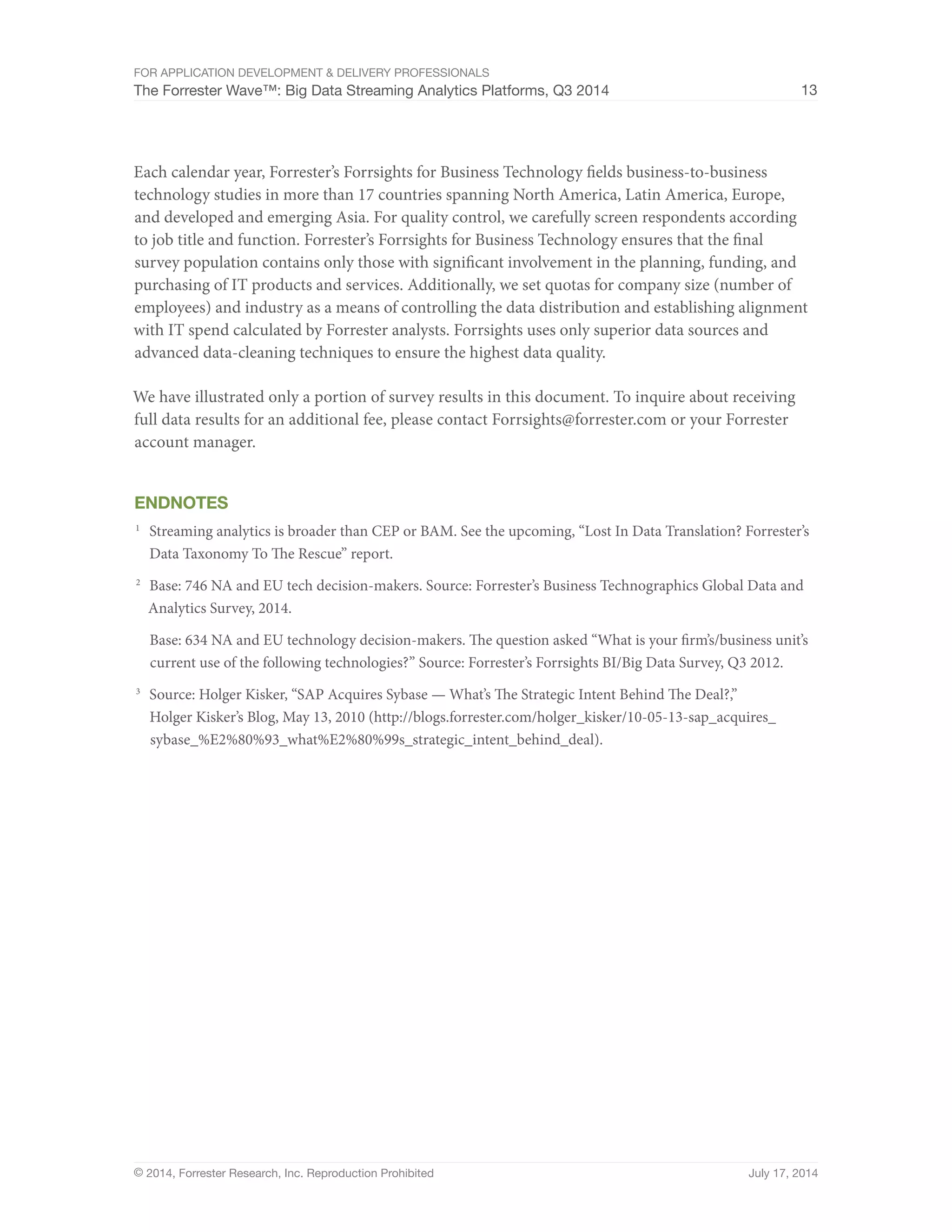 Forrester Wave - Big data streaming analytics platforms | PDF