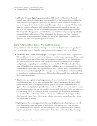 Electronic Signature markets and vendors_Forrester Wave_Q2_2013 | PDF