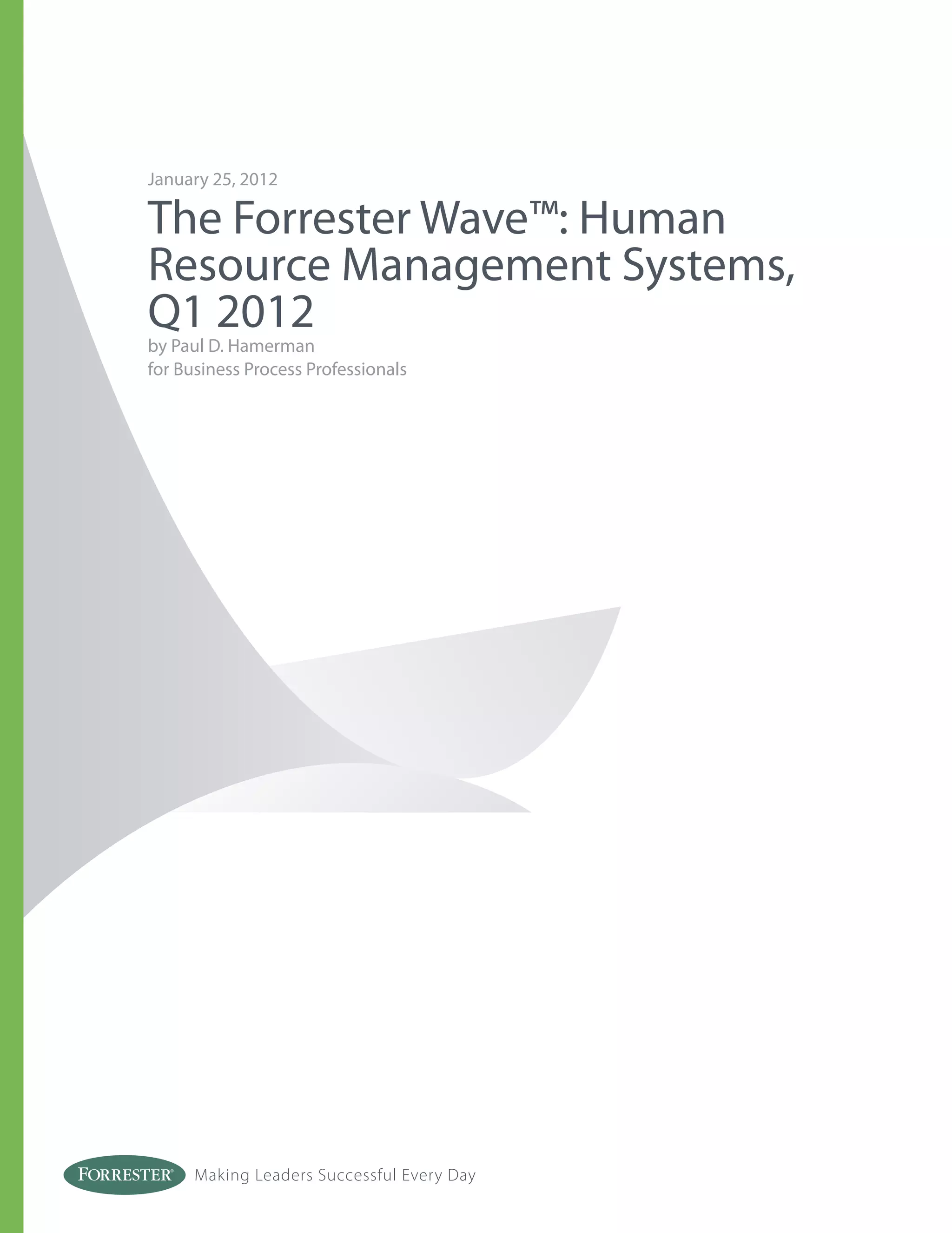 Forrester Wave Human Resource Management Systems Q1 2012 | PDF