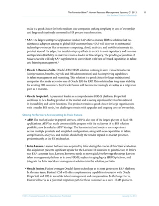 Forrester Wave Human Resource Management Systems Q1 2012 | PDF