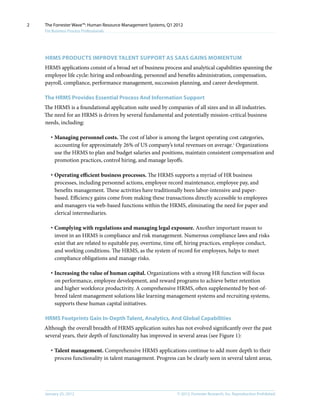 Forrester Wave Human Resource Management Systems Q1 2012 | PDF