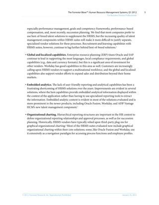 Forrester Wave Human Resource Management Systems Q1 2012 | PDF