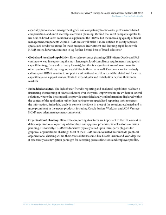 Forrester Wave Human Resource Management Systems Q1 2012 | PDF