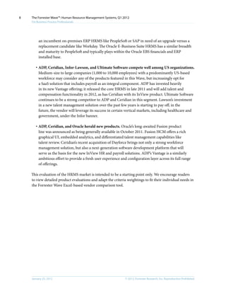 Forrester Wave Human Resource Management Systems Q1 2012 1 | PDF