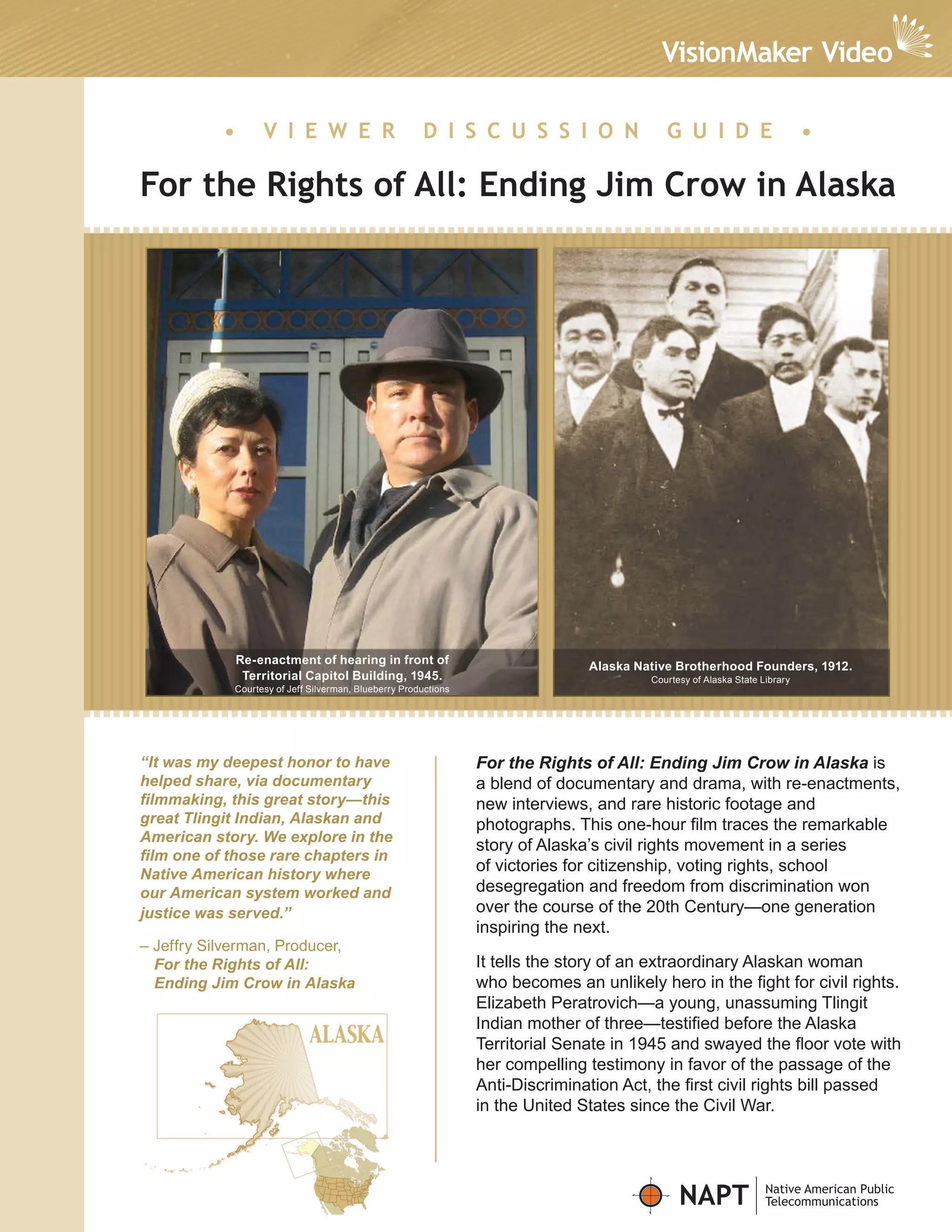 For Rightsof All: Ending Jim Crow in Alaska Viewer Discussion Guide | PDF