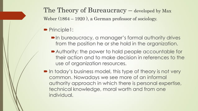 The history about Theory of Bureaucracy by Max Webber | PPTX | Business ...