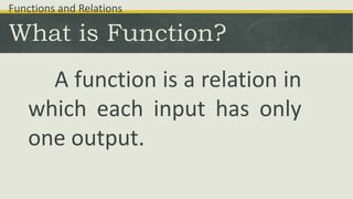 Functions and Relations | PPT