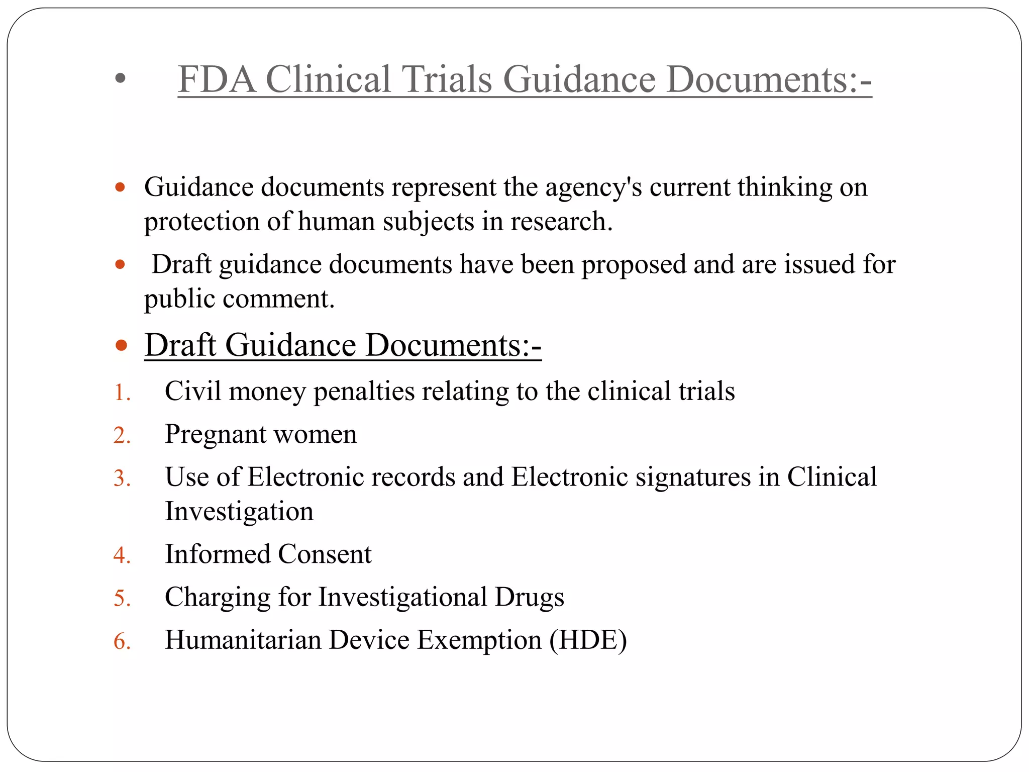Regulation Governing Clinical Trials In India,USA and Europe. | PPTX
