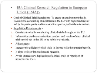 Regulation Governing Clinical Trials In India,USA and Europe. | PPTX