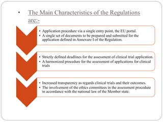 Regulation Governing Clinical Trials In India,USA and Europe. | PPTX