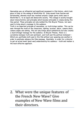 the essential features of italian neorealism | PDF