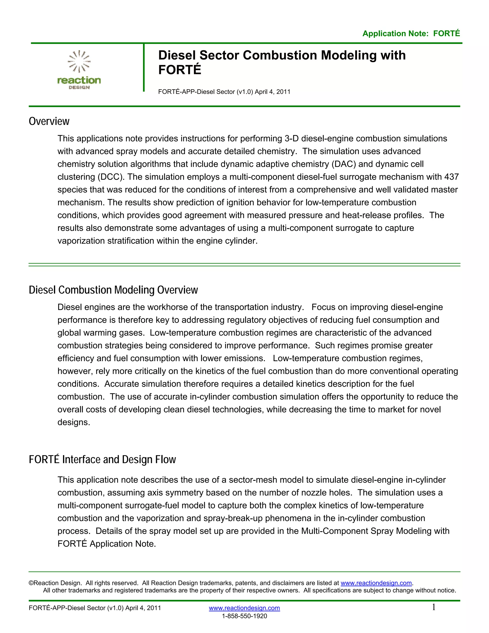 Diesel Sector Combustion Modeling with FORTÉ | PDF