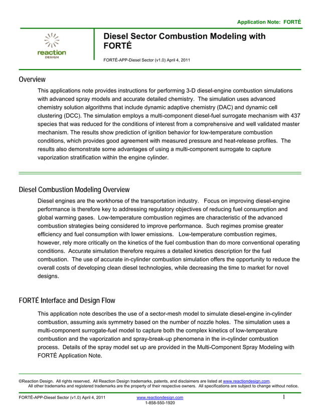 Diesel Sector Combustion Modeling with FORTÉ | PDF