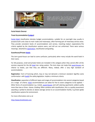 Fortel hotels chennai