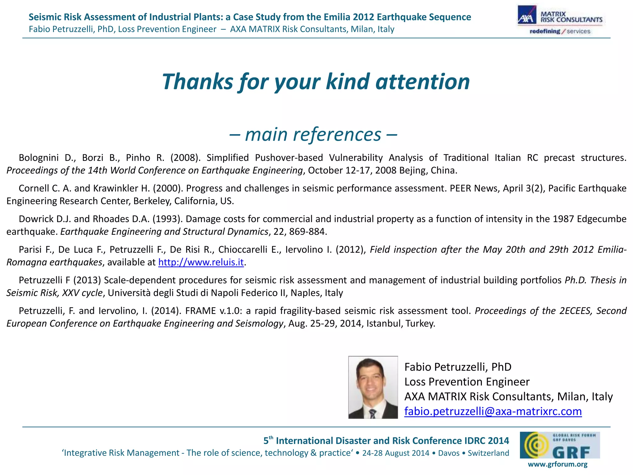 FORTE-Seismic risk assessment of industrial plants a case study-ID1277 ...