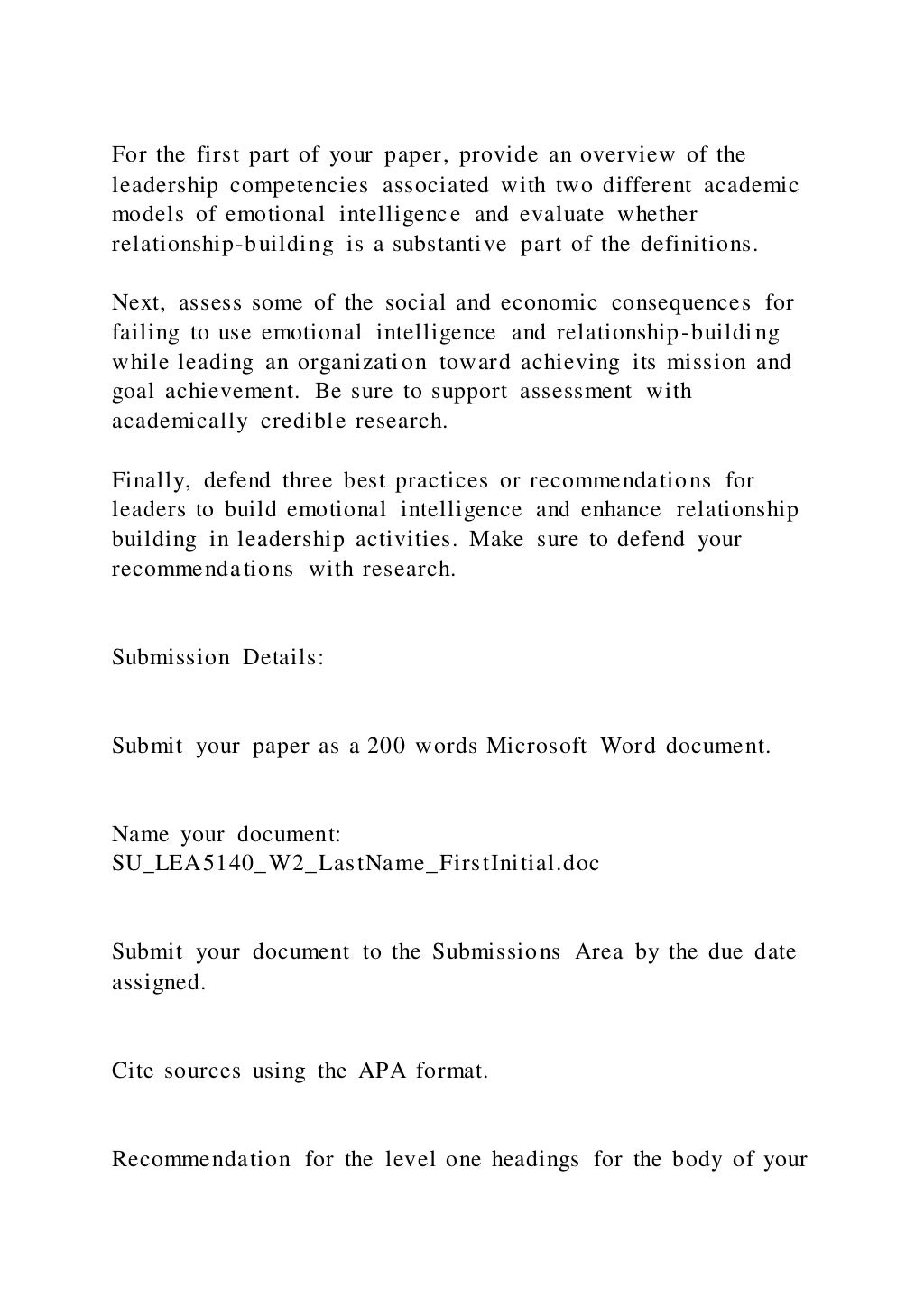 For the first part of your paper, provide an overview of the leaders | DOCX