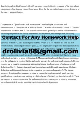 For the items listed in Column 1, identify each as a control object.pdf