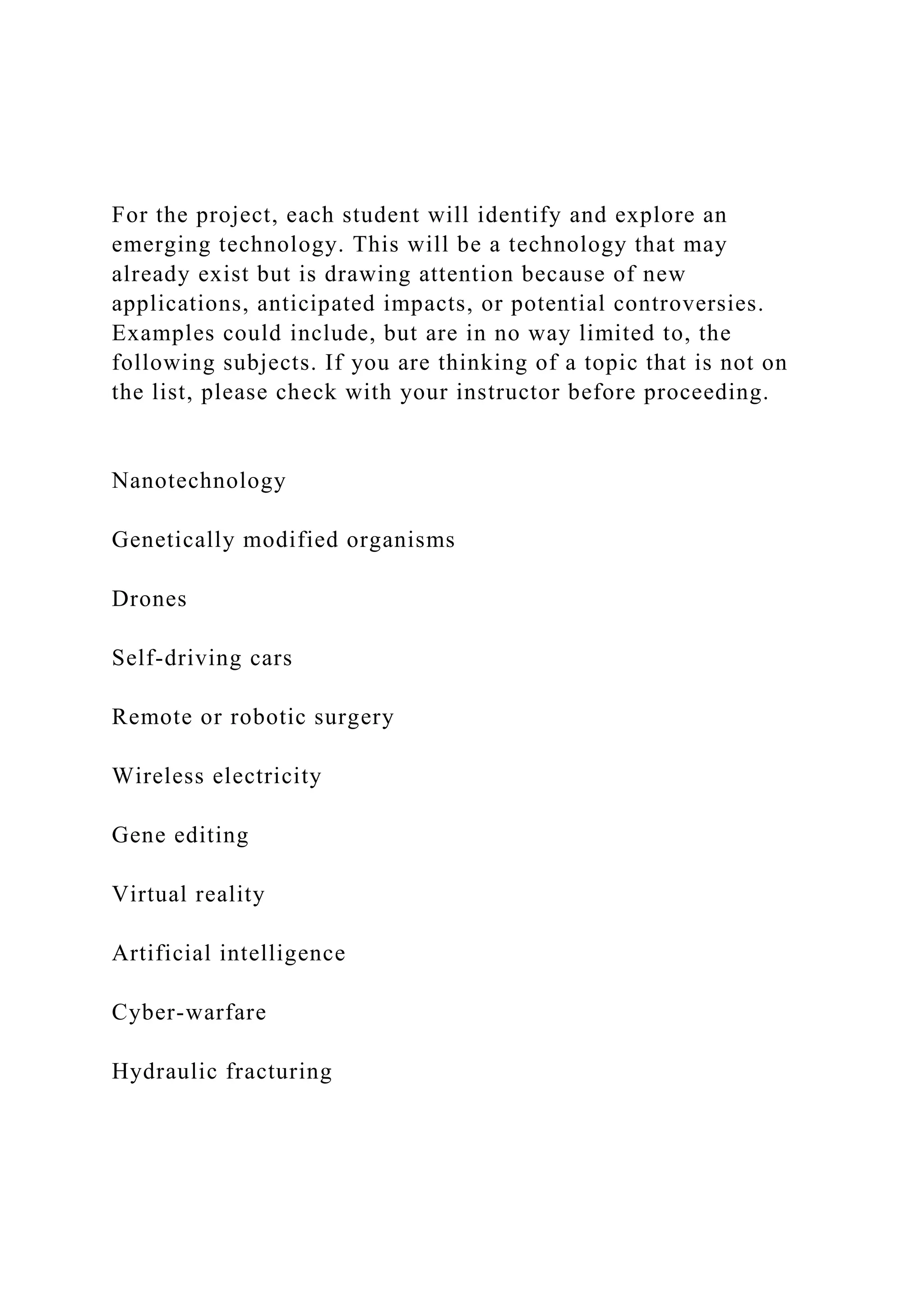 For the project, each student will identify and explore an emerg.docx