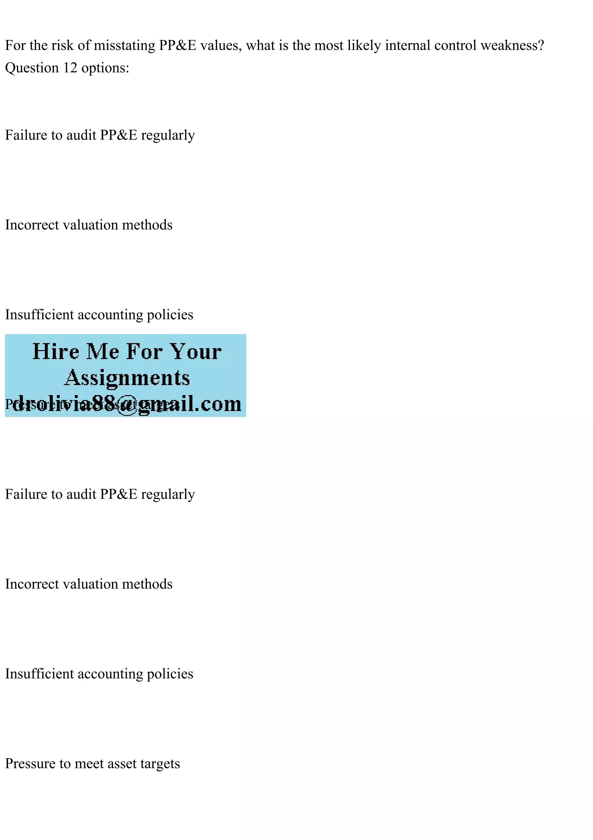 For the risk of misstating PP&E values, what is the most likely inte.pdf