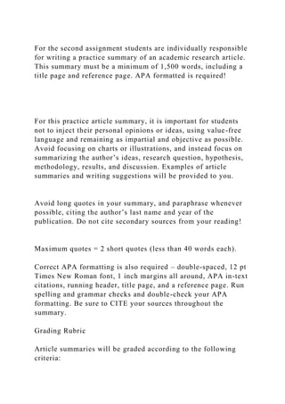 For the second assignment students are individually responsible for .docx