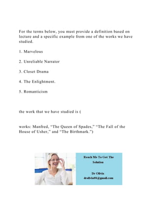 For the terms below, you must provide a definition based on lectur.docx