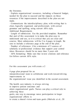 For this assessment you will create a 2-4 page plan proposal for a | PDF