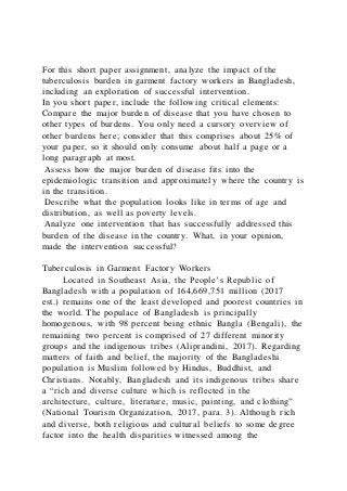 For this short paper assignment, analyze the impact of the tubercu | PDF