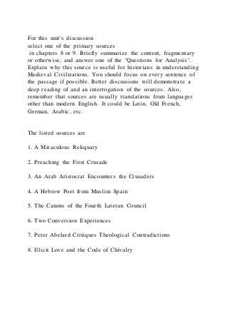 For this units discussion select one of the primary sources in | PDF