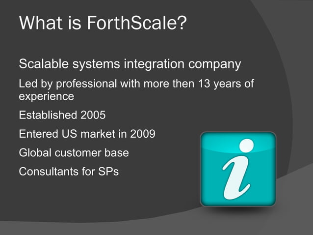 Forthscale systems company presentation 2012 | PPT