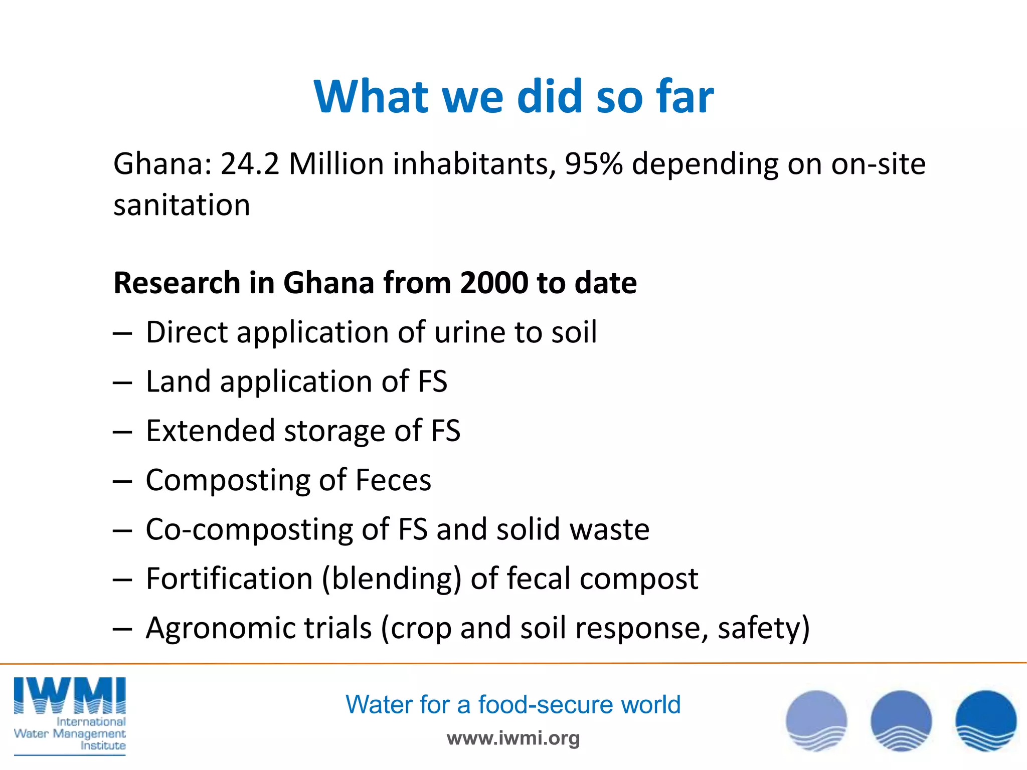 Fortified excreta pellets for agriculture - An update on research in ...