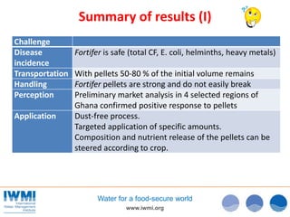 Fortified excreta pellets for agriculture - An update on research in ...