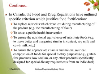 Fortified food, Enriched Food | PPTX