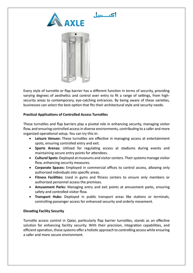Fortify Facility Security | Turnstile Access Control in Qatar Unveiled ...