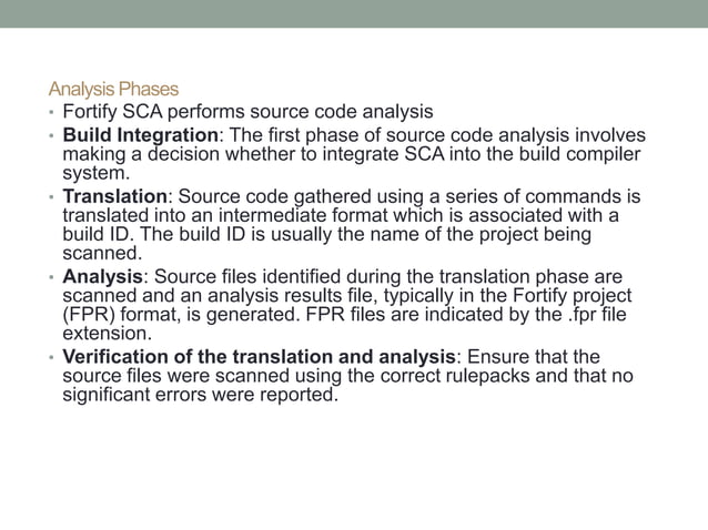 Fortify - Source Code Analyzer | PPTX