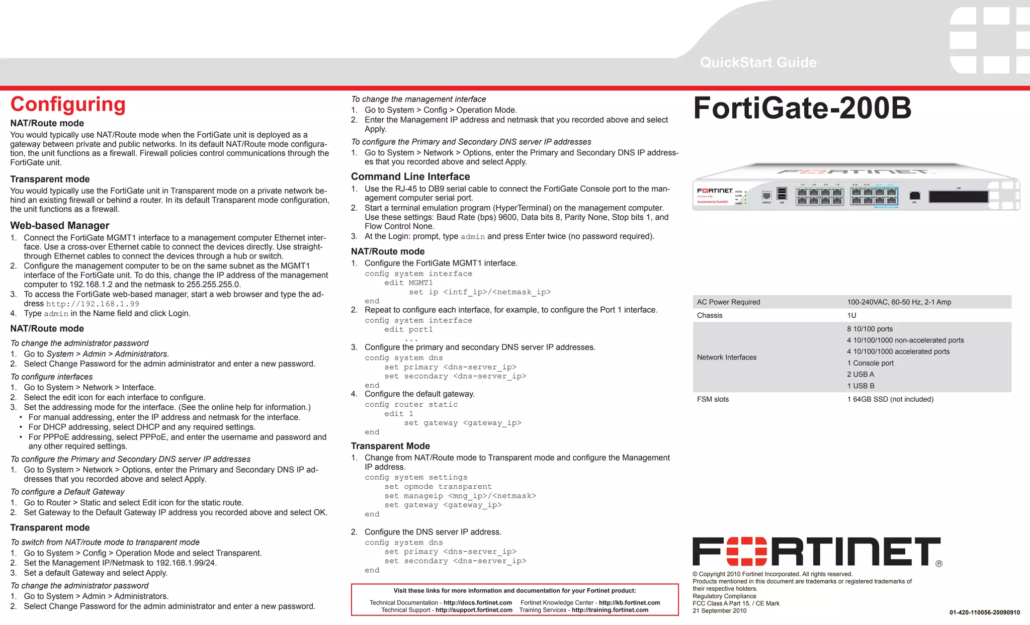 Fortigate 200 b-quickstart | PDF | Computer Networking | Computing