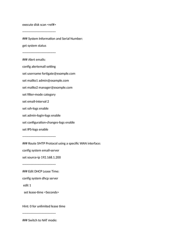 Fortigate Cli Most Used Configuration Docx Operating Systems