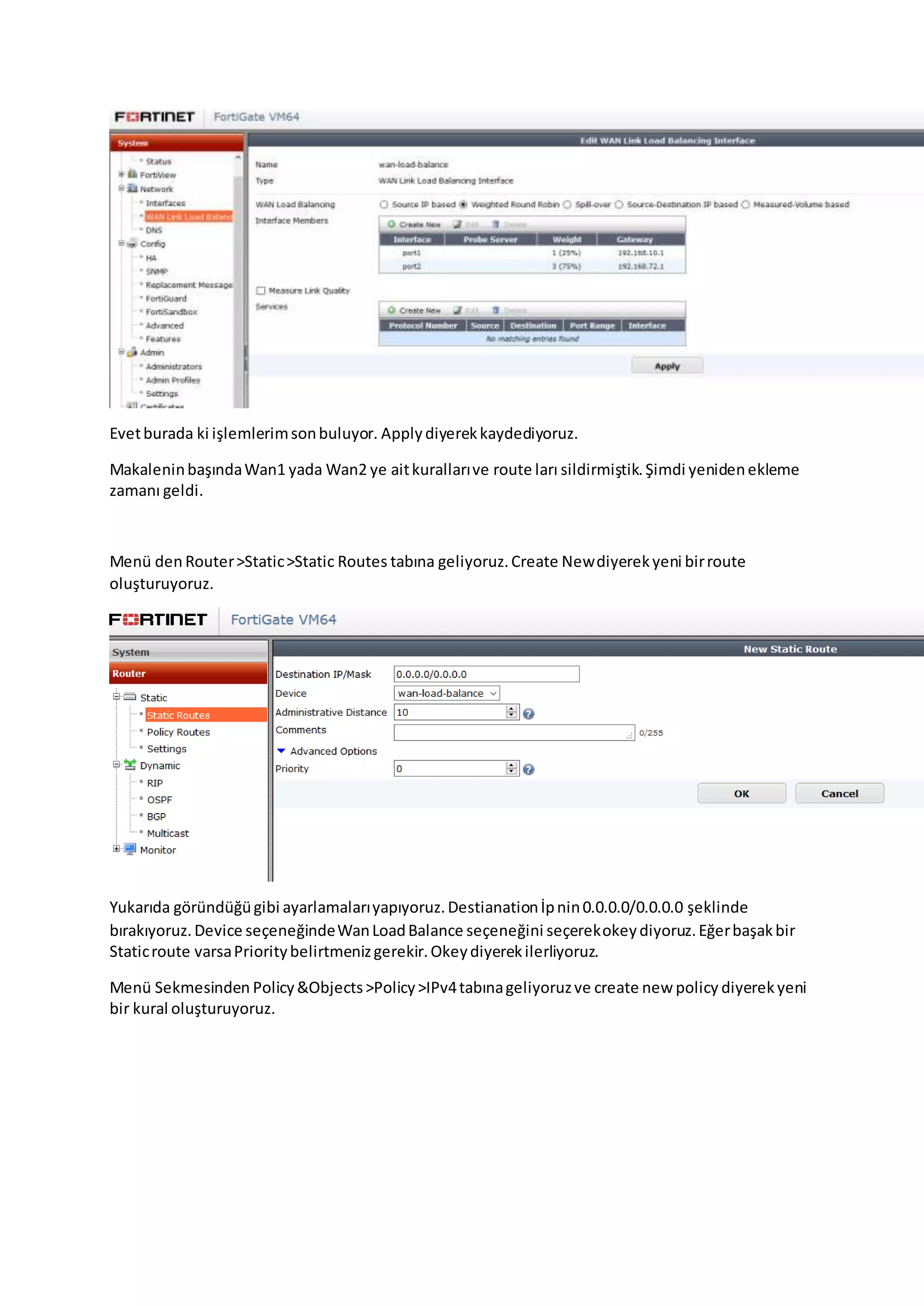 Fortigate Wan Link Load Balancing Installation | PDF