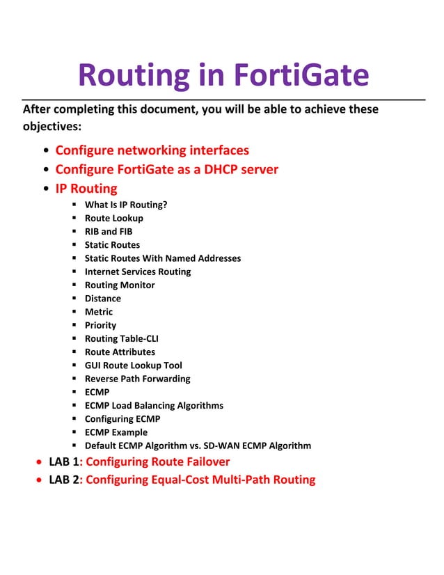 Fortigatefirewall routing specficatoinmmm | PDF