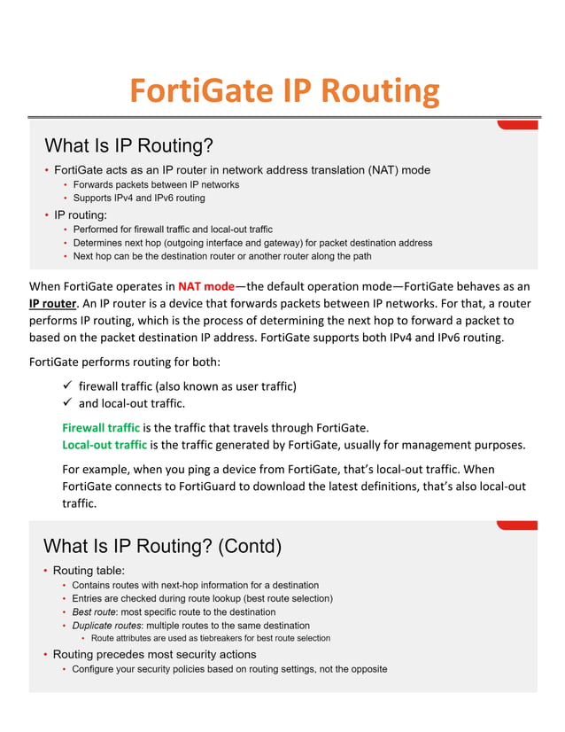 Fortigatefirewall routing specficatoinmmm | PDF