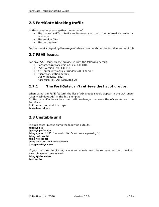 Forti Gate Troubleshootingguidev010
