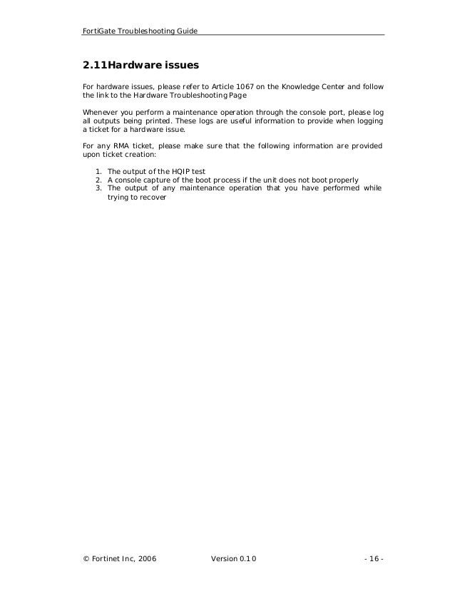 Forti Gate Troubleshootingguidev010